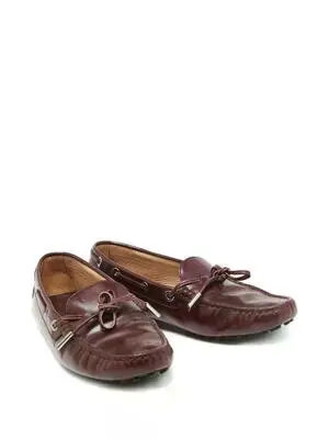 TOD'S Burgundy Leather Loafers - Red