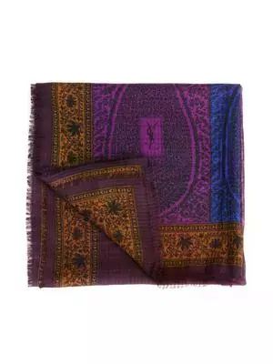 Saint Laurent 1970s Floral-print Scarf - Brown