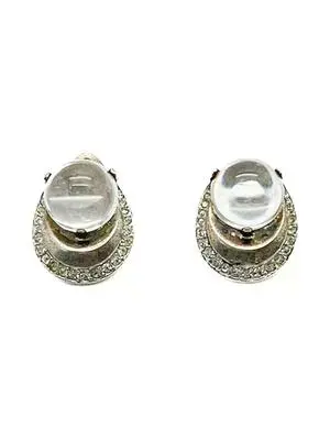 JENNIFER GIBSON JEWELLERY X Trifari Alfred Philippe 1940s Crown Earrings - Silver