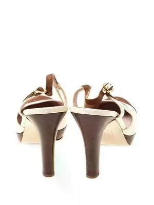 FERRAGAMO 100mm Slingback Pumps With Contrasting Toe Cap