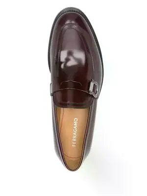 FERRAGAMO Gancini-plaque Leather Moccasins