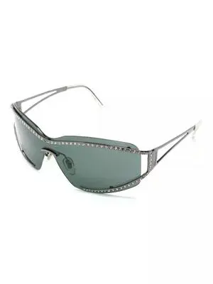 FERRAGAMO Crystal-embellished Shield-frame Sunglasses