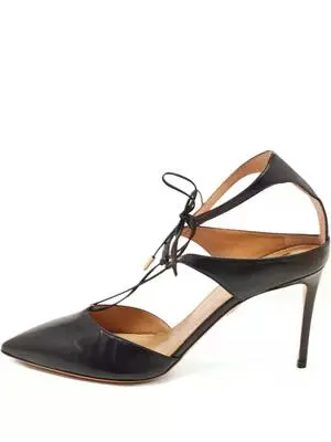 AQUAZZURA Lace-up Leather Stiletto Pumps - Black