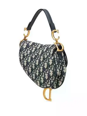 Dior Mini Oblique Canvas Saddle Bag Satchel - Blue