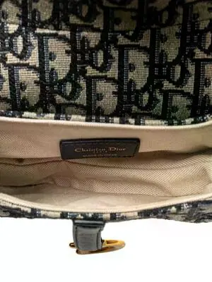 Dior Mini Oblique Canvas Saddle Bag Satchel - Blue