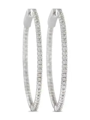 LB EXCLUSIVE 14k White Gold 1.34 Ct. Diamond Hoop Earrings - Silver