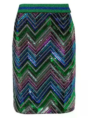 Gucci Chevron-pattern Sequinned Midi Skirt