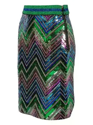 Gucci Chevron-pattern Sequinned Midi Skirt
