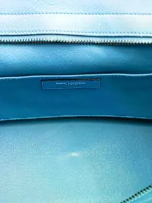 Saint Laurent Small Leather Monogram Cabas Satchel - Blue