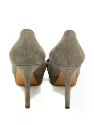 SERGIO ROSSI 105mm Leather Heeled Pumps - Grey