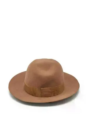 MAISON MICHEL Henrietta Fedora Hat - Brown