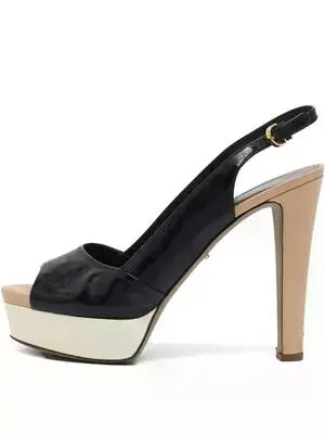 SERGIO ROSSI 110mm Leather Platform Sandals - Black