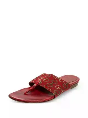 Gucci Horsebit Pattern Canvas Thong Sandals