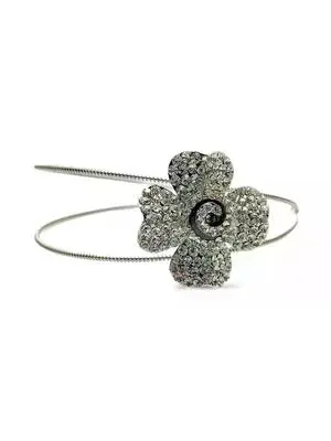 JENNIFER GIBSON JEWELLERY 2000s Double-band Crystal Flower Tiara - Silver
