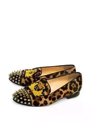 CHRISTIAN LOUBOUTIN Leopard-print Loafers - Brown