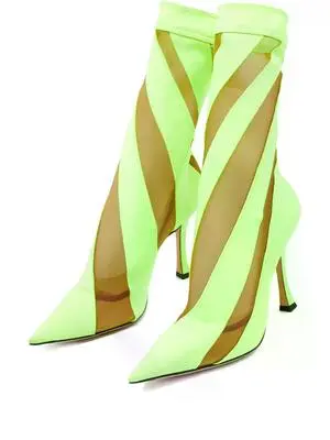 JIMMY CHOO X Mugler 110mm Mesh Panel Point Toe Boots - Green
