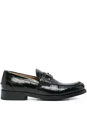 Versace Greca Crocodile-effect Loafers