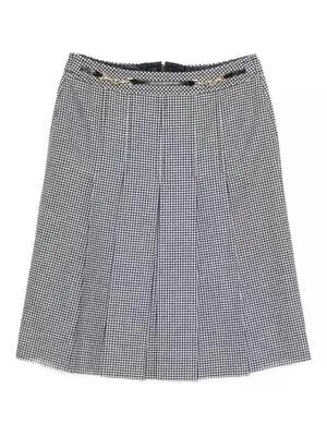 Celine 1970s Triomphe Wool Houndstooth Skirt