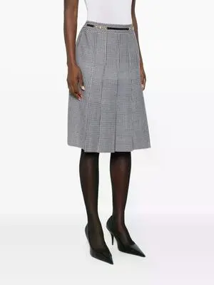 Celine 1970s Triomphe Wool Houndstooth Skirt