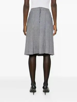 Celine 1970s Triomphe Wool Houndstooth Skirt