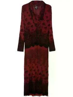 JEAN PAUL GAULTIER Floral Velvet-detail Dress - Red