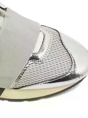 Balenciaga Mesh Leather Sneakers - Silver