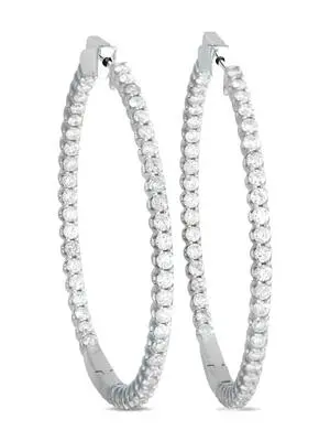 LB EXCLUSIVE 14k White Gold Inside-out Diamond Hoop Earrings - Silver