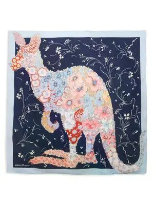 FERRAGAMO 1980s Silk Scarf - Blue