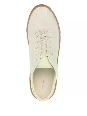 THE ROW Sage Tint Lace-up Natural Rubber Sole Canvas Sneakers - Neutrals