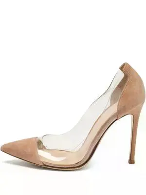 GIANVITO ROSSI 100mm Plexi Transparent-panel Suede Pumps