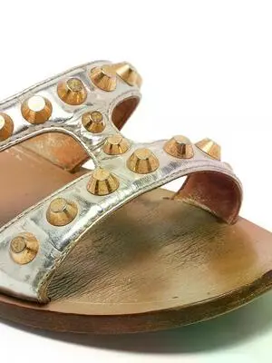 Prada Metallic Leather Studded Sandals