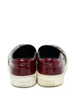 Celine Burgundy Leather Tassel Slip-on Sneakers