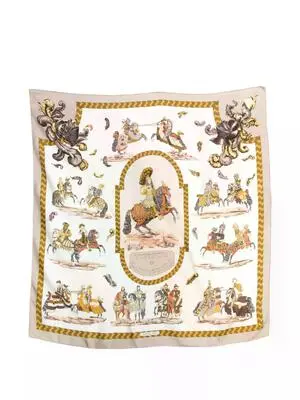 Hermès 1960s Tournois Et Carrousels Silk Scarf - Grey
