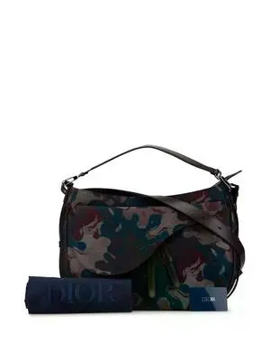Dior 2021 Peter Doig Canvas Camouflage Soft Saddle Bag - Brown