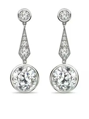 PRAGNELL 18kt White Gold Art Deco Diamond Drop Earrings - Silver