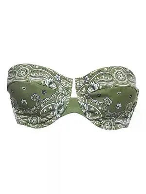 Zimmermann Paisley-print Bandeau Bikini Top - Green