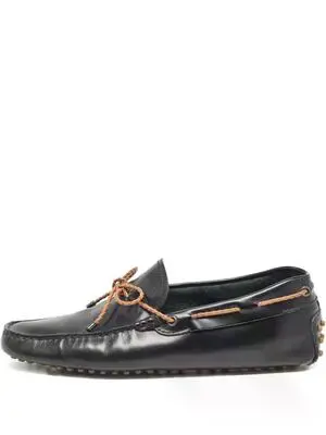 TOD'S Leather Boat Shoes With Braided Laces - Black