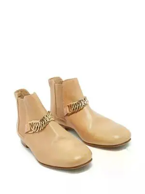 TOD'S Leather Chelsea Boots With Gold-tone Chain Detail