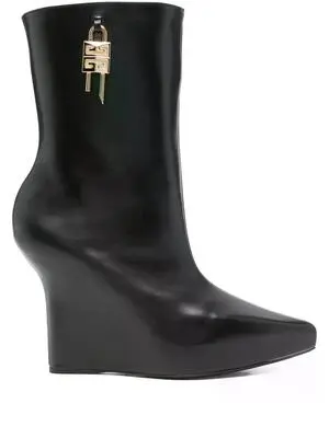 Givenchy 120mm 4g Lock-detail Wedge Boots - Black