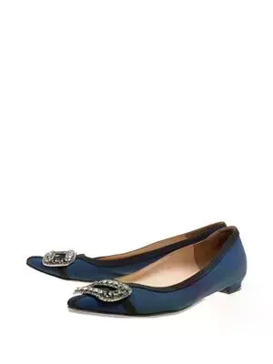 Manolo Blahnik Hangisi Crystal-buckle Loafers - Blue