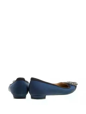 Manolo Blahnik Hangisi Crystal-buckle Loafers - Blue