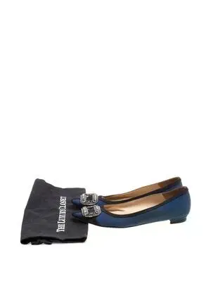 Manolo Blahnik Hangisi Crystal-buckle Loafers - Blue