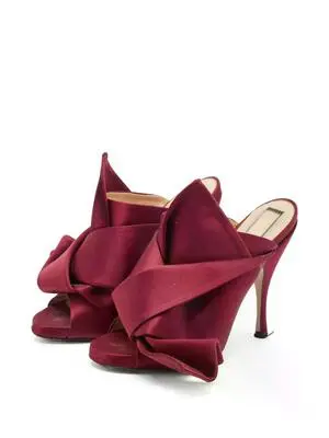 N°21 120mm Satin Bow Mules - Red
