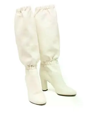 JIMMY CHOO Slouch Leather Block Heel Boots