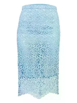 Burberry Floral Lace Midi Skirt With Scalloped Hem