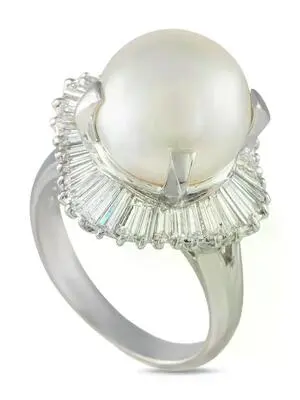 LB EXCLUSIVE Platinum Pearl And Diamond Ring - Silver