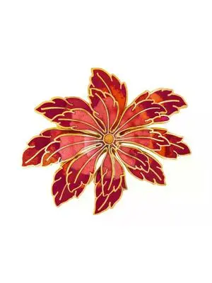 SUSAN CAPLAN 1980s Gold-plated Lotus Flower Brooch - Red