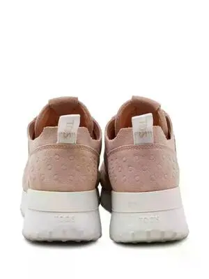 TOD'S Suede Perforated Lace Up Sneakers - Pink
