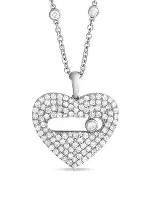 LB EXCLUSIVE 14k White Gold Heart Diamond Necklace - Silver
