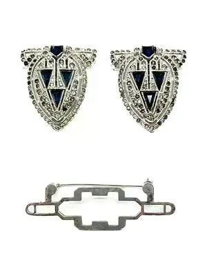 JENNIFER GIBSON JEWELLERY 1940s Coro Rhinestone Dress Clip - Silver
